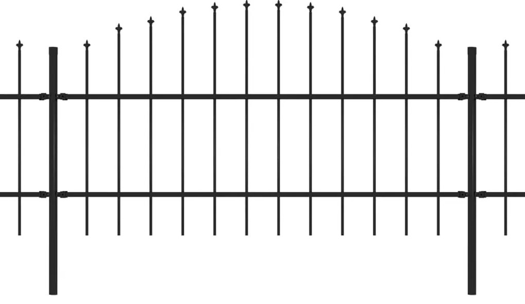 vidaXL Marketos Zahradní plot s kopím nahoře ocelový 1070 x 100 cm černý