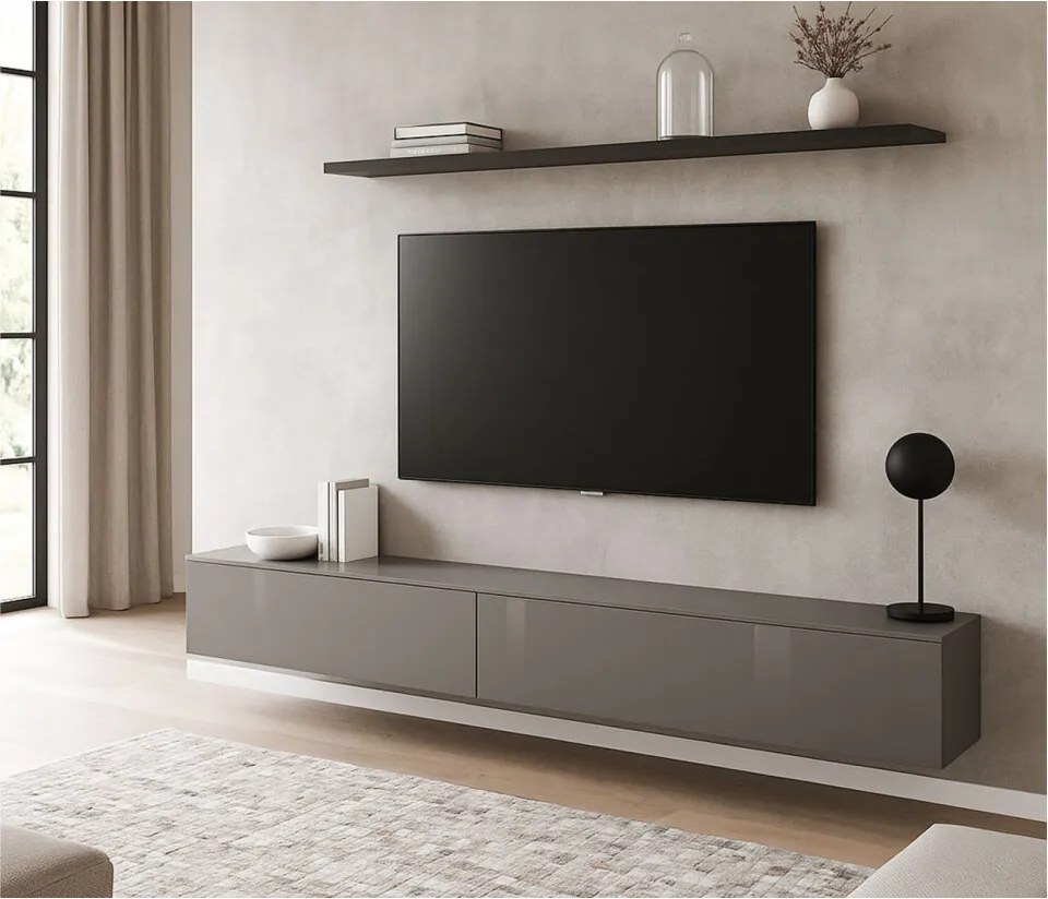 TV stolek 2,4 šedý lávový lesk Legs Box