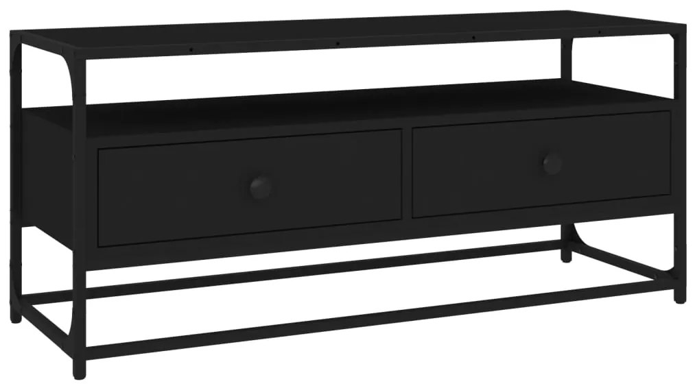 TV skříňka Elida - 100x35x45 cm - kompozitní dřevo + ocel | černá
