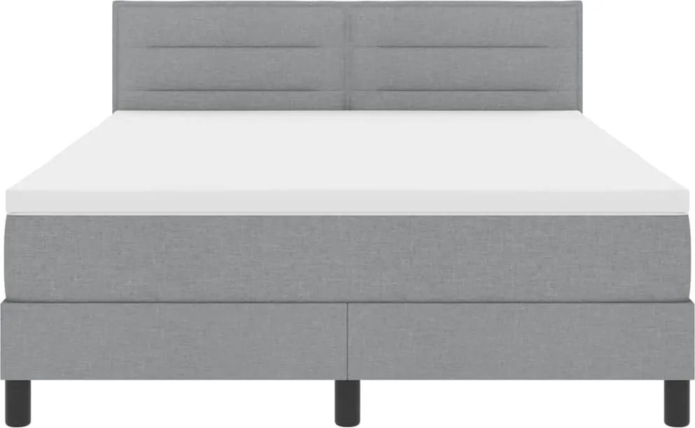 Postel s boxspringem s čelo Světle šedá 140 x 200 cm textil 3338615