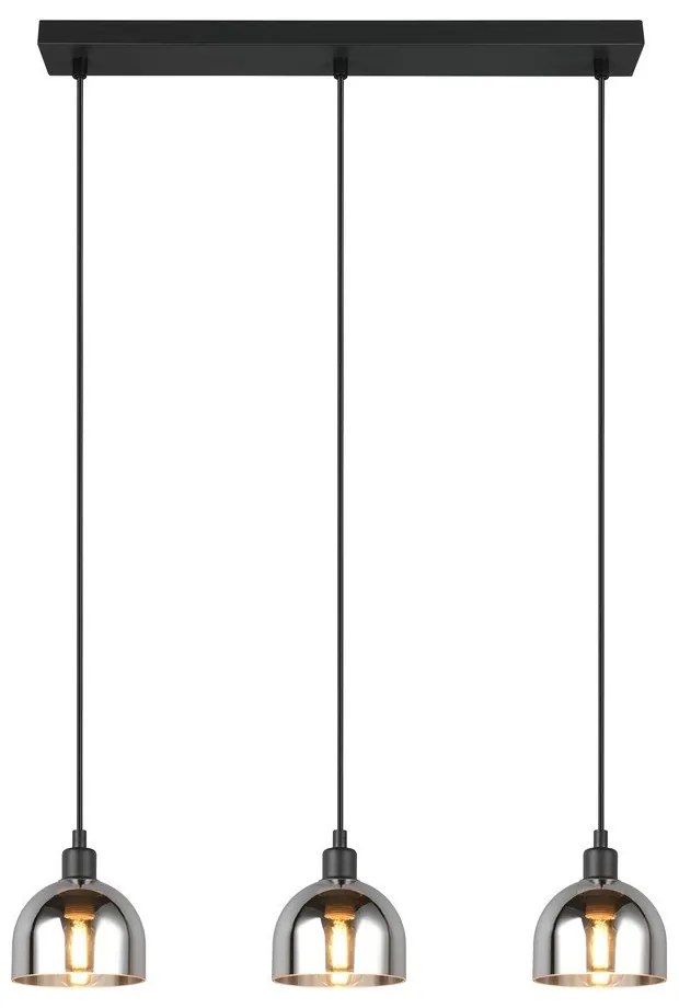 Závěsné svítidlo se skleněným stínidlem v černo-stříbrné barvě Molly – Reality