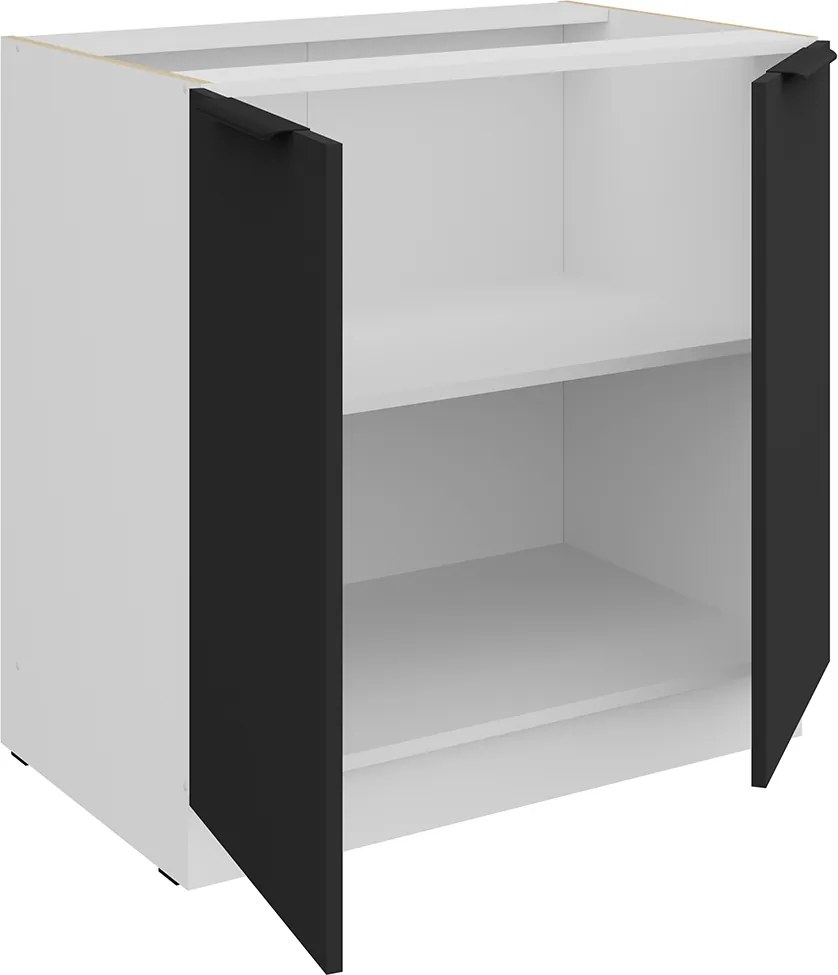 ARIA bc | dolní skříňka 80 D 2F policová | 80 cm | ANTI FINGERPRINT povrch | bílá/černá