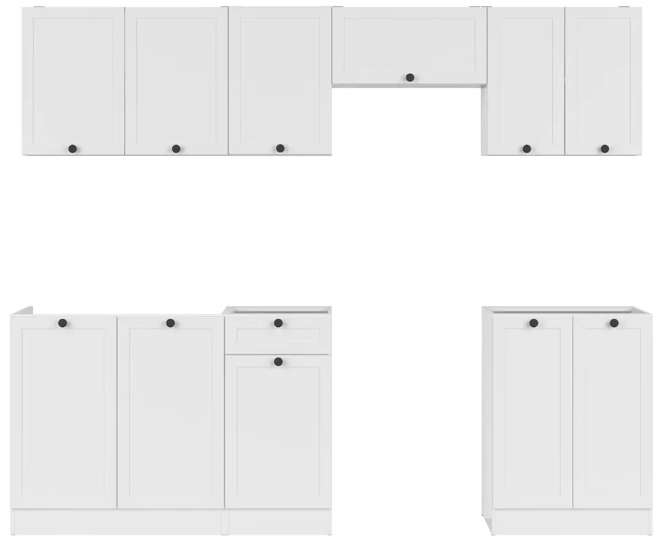 Kuchyň JUNONA MODUL VERZE2 BBL TAFLA 240 cm, bílá/bílá křída lesk