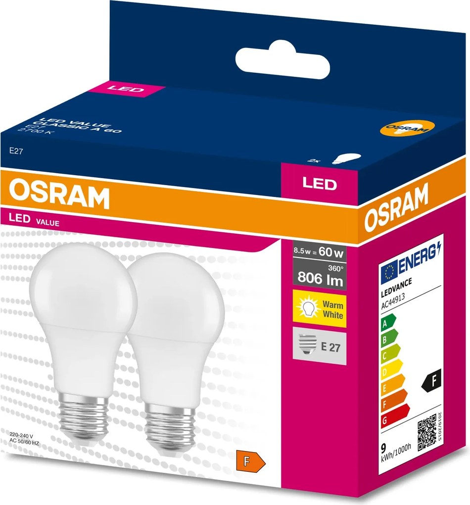 OSRAM LED žárovka VALUE CLASSIC A 60, E27, 8,5 W, 806 lm, 2700 K 60 x 113 mm