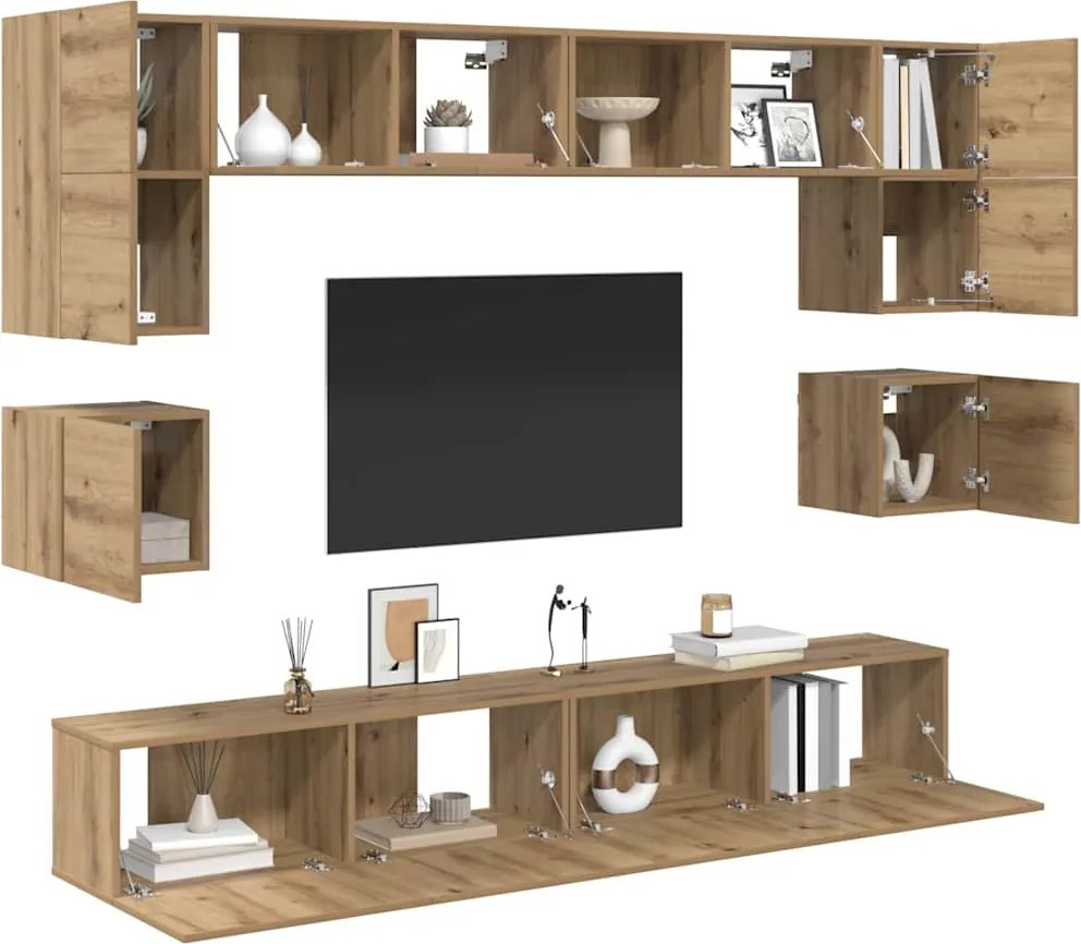Sestava TV skříněk 8 ks Artisanový dub Kompozitní dřevo 3393323