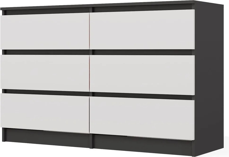 FALCO Komoda Malvína M6 120 antracit/bílá