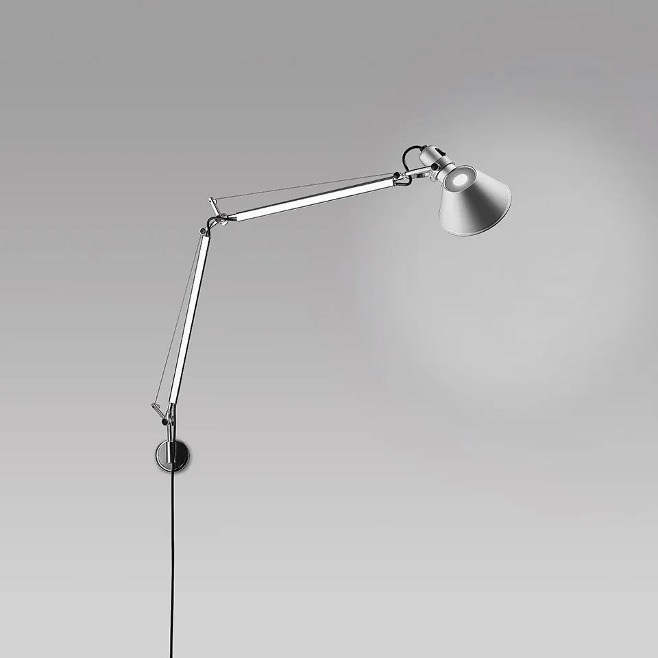 Artemide A004800+A025150 Tolomeo Parete LED, designové nástěnné svítidlo se stmívačem, 10W LED 3000K, hliník, max. 131cm