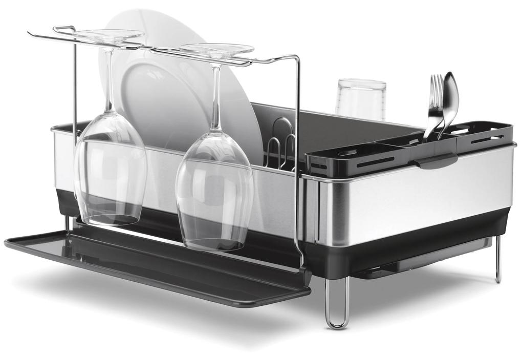 Odkapávač na nádobí Simplehuman – ocelový rám,kartáčovaná nerez ocel/šedý plast, FPP