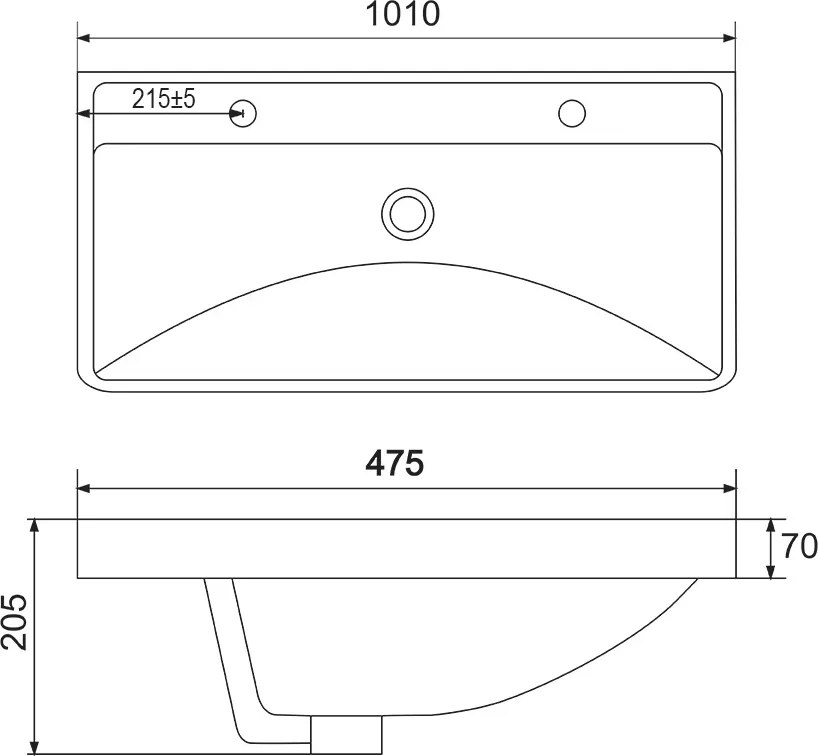 Mereo Mereo, Nábytkové dvojumyvadlo, 101x47,5x20,5 cm, keramické, bílé, UC10148D