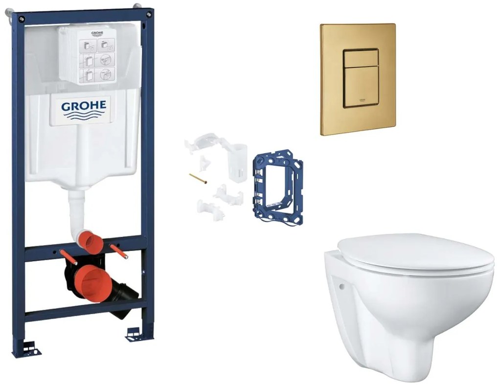 Grohe Rapid SL - Set předstěnové instalace, klozetu, sedátka SoftClose, tlačítka Skate Cosmopolitan a sady pro vhazování tablet, kartáčovaný Cool Sunrise SANI11BB4153