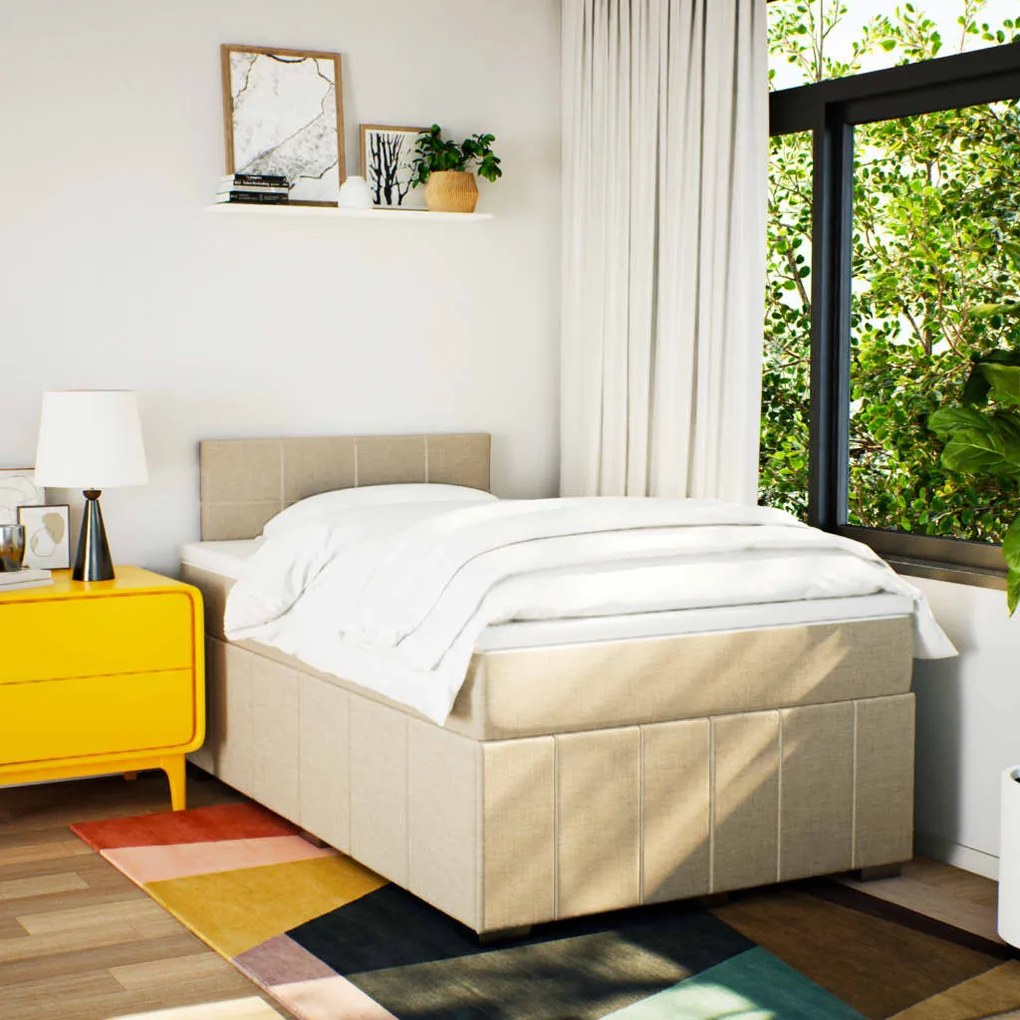 Box spring postel s matrací krémová 120x190 cm textil 3287012