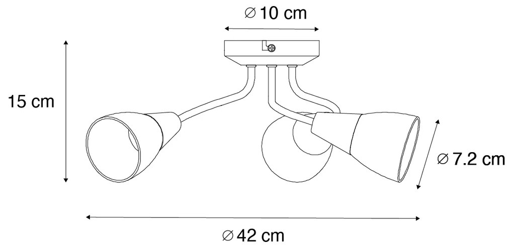 Klasické stropní bodové světlo zlaté s mléčným sklem kulaté 3-světlo - Madi