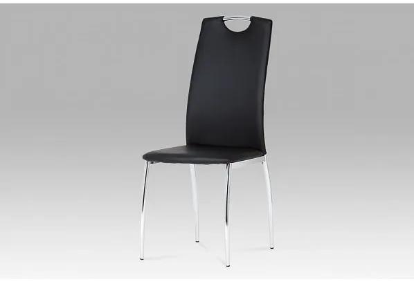 Jídelní židle koženka černá / chrom