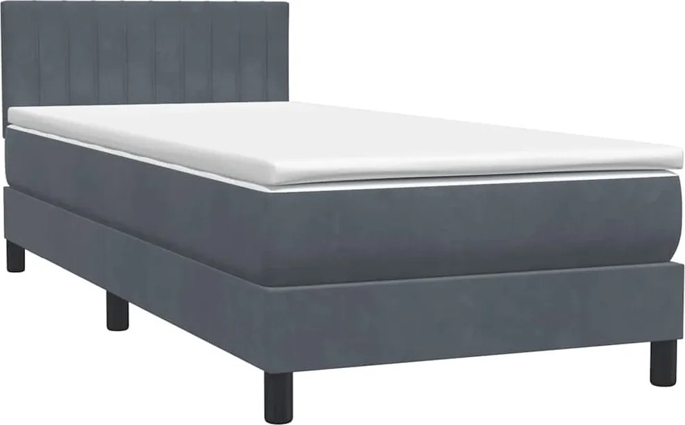 Box spring postel s matrací tmavě šedá 80x220 cm samet 3316426