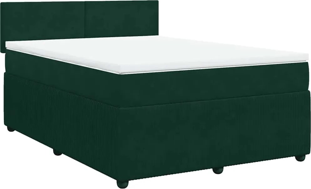 Box spring postel s matrací tmavě zelená 160x200 cm samet 3290079