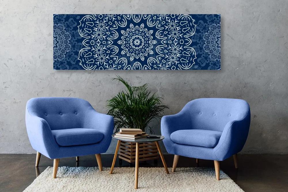 Obraz modrá Mandala s abstraktním vzorem Varianta: 120x40