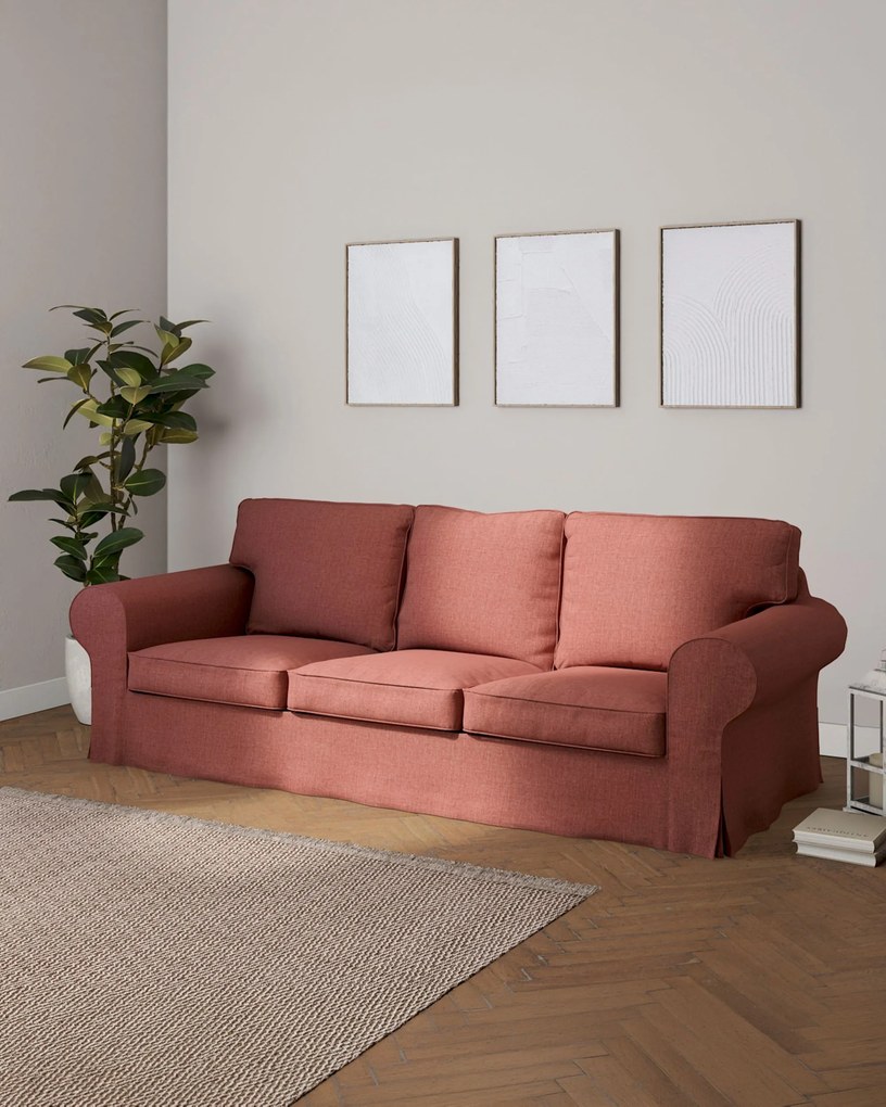 Potah na pohovku IKEA Ektorp 3-místná, rozkládací STARÝ MODEL PIXBO barva hnědá látka pletený vzor