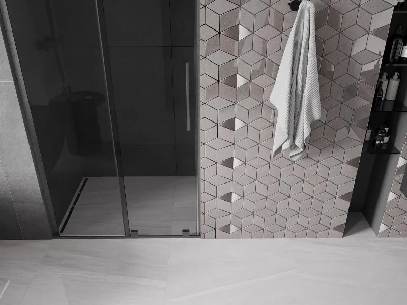 Mexen Velar L, posuvné sprchové dveře do otvoru 90 cm, 8mm šedé sklo, grafit broušený, 871-090-003-41-66