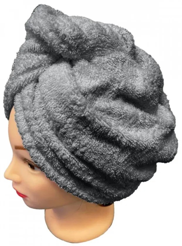 Rychleschnoucí froté Turban na vlasy šedý TiaHome