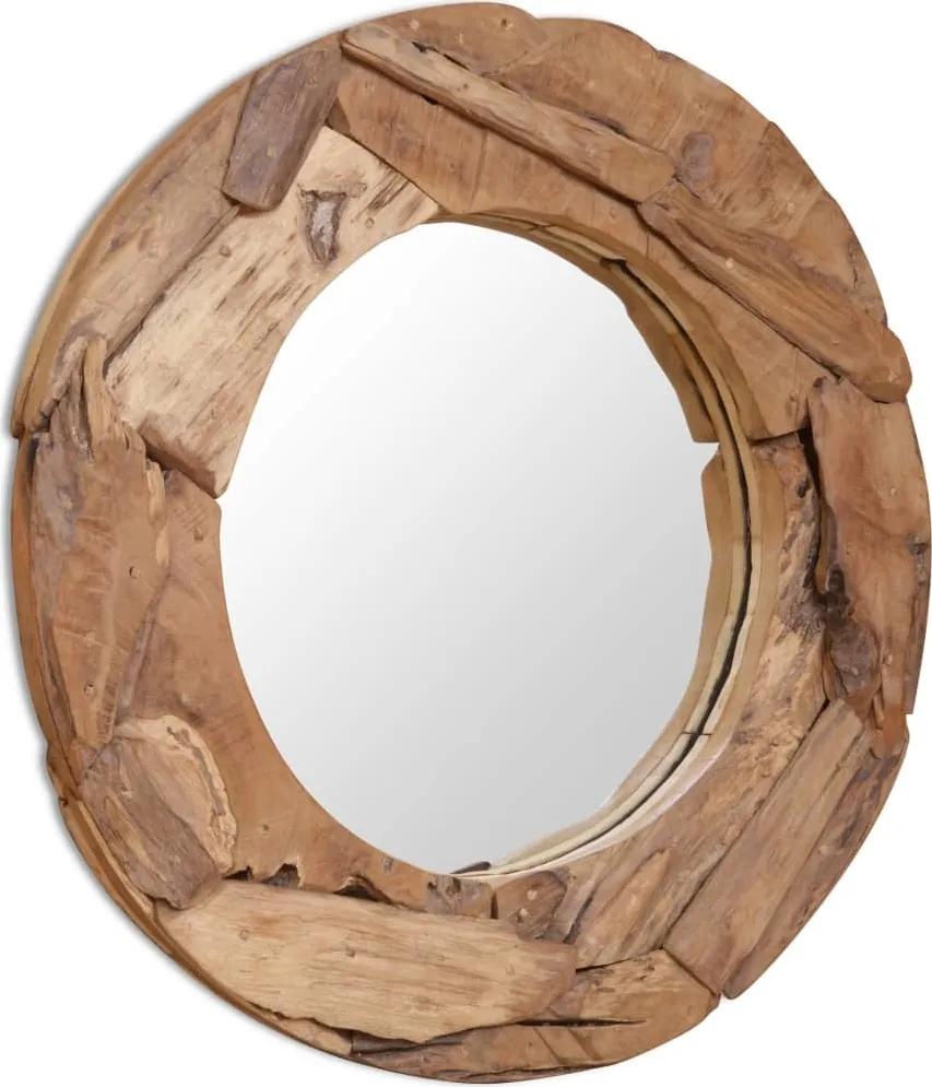 vidaXL Dekorativní zrcadlo, kulaté, teak, 80 cm [244561]