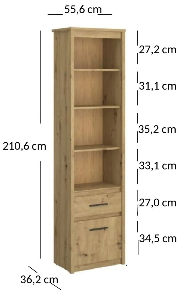 Regál otevřený 1d1s dub artisan Ayson Mebel Bos