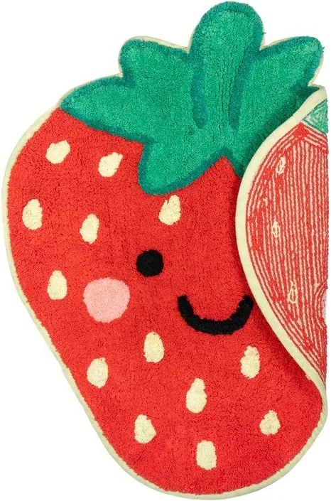 Červený bavlněný dětský koberec 60x52 cm Strawberry – Sass & Belle