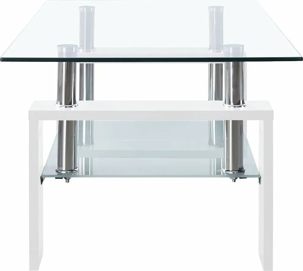 Konferenční stolek bílý a průhledný 95x55x40 cm tvrzené sklo 330304
