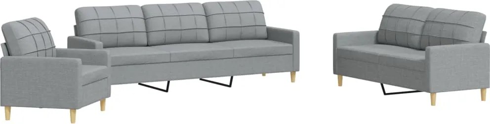 3dílná sedací souprava světle šedá textil 3278287