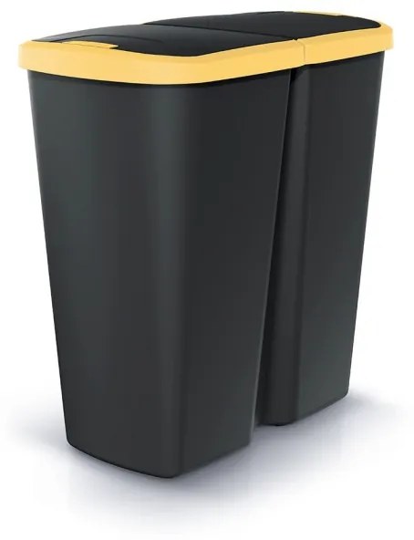 MAXIVA Odpadkový koš - COMPACTA Q DUO, černá nádoba, 45 l Barva: světle žlutá