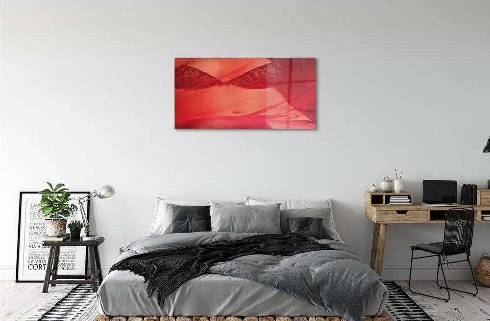 Obraz na skle Žena v červeném tylu 100x50 cm