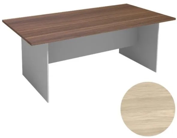 Jednací stůl PRIMO FLEXI, 2000 x 1000 mm, hranatý, bílá / dub přírodní