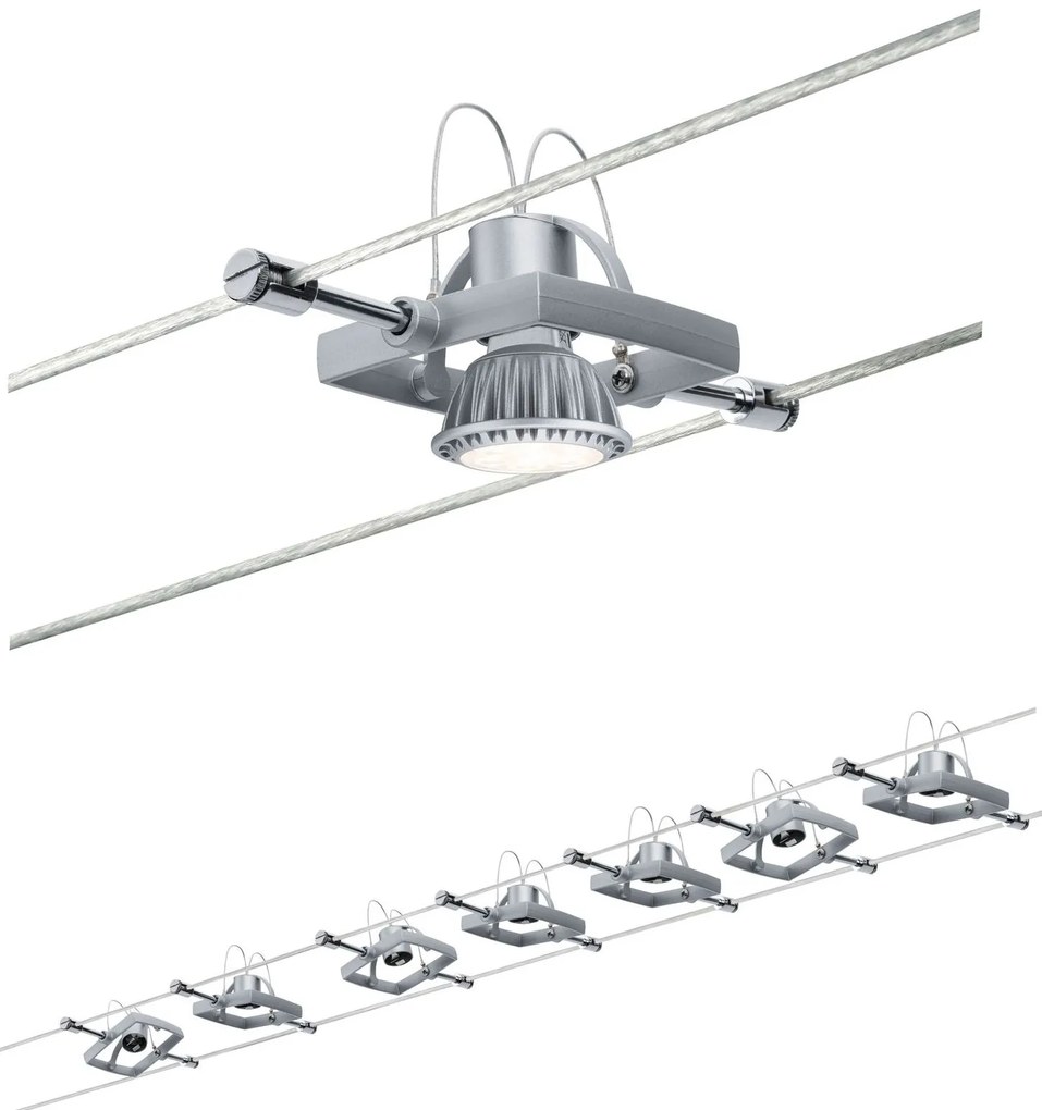 Paulmann 94152 Mac2, lankový systém, 7x max 10W LED 12V, matný chrom, 500cm