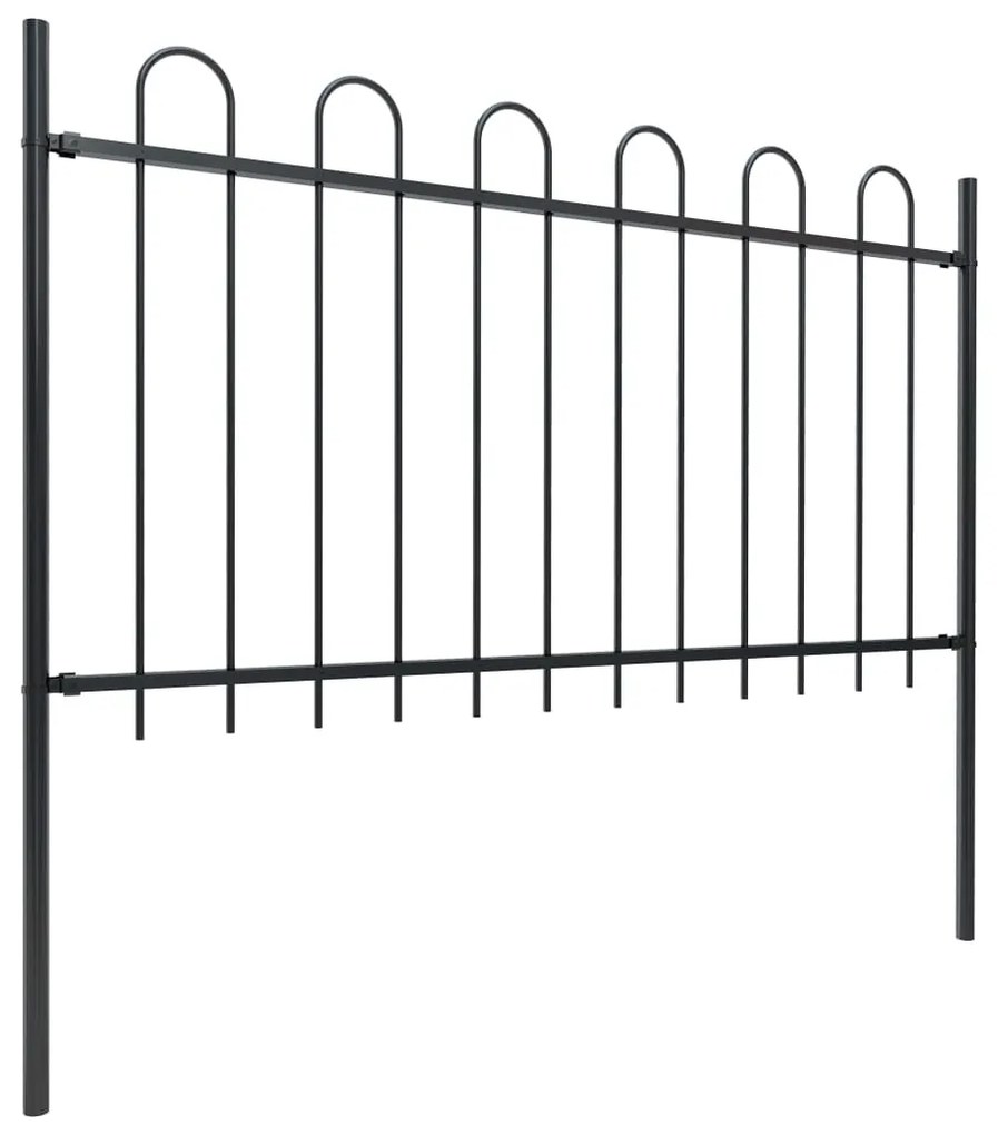 vidaXL Marketos Zahradní plot s obloukem nahoře ocelový 671 x 100 cm černý