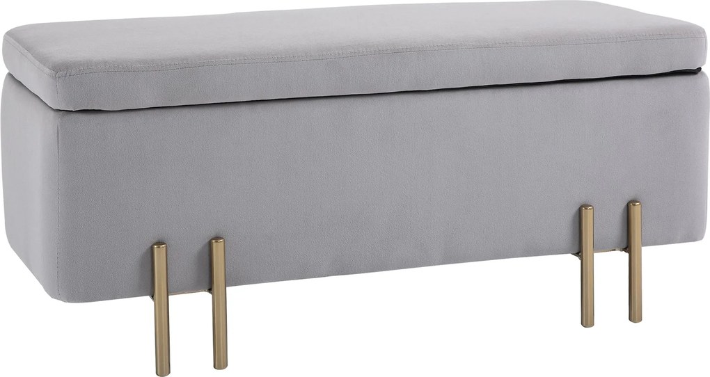 HOMCOM úložný otoman s potahem, 70L, s kovovými nohami do vstupu a obývacího pokoje, 100x40x42 cm, světle šedý | Aosom
