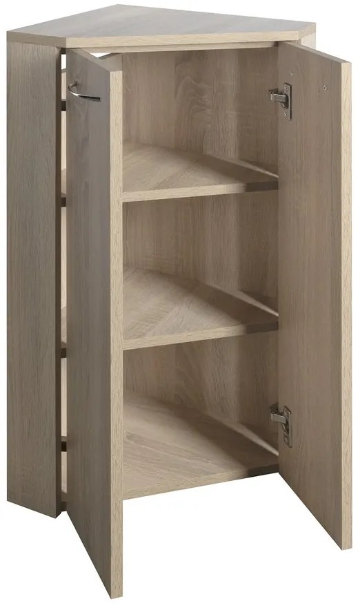 Aqualine Keramia Fresh koupelnová doplňková skříňka rohová 35 x 78 x 35 cm dub platin 50323