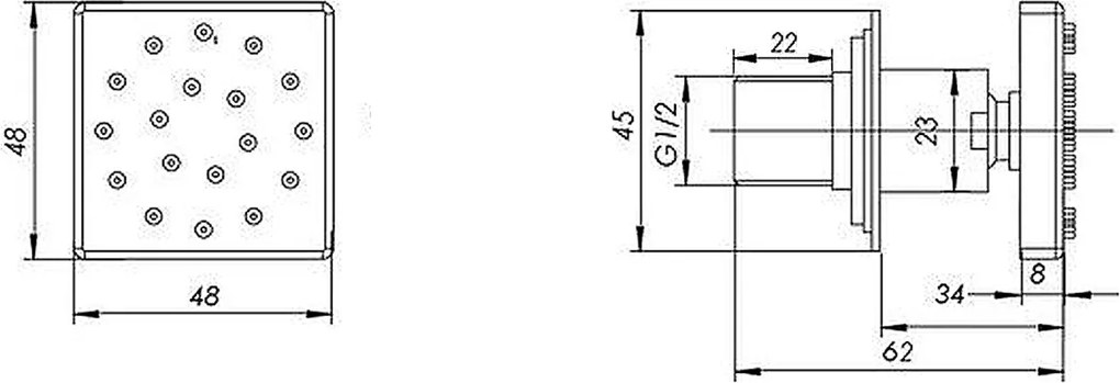 Sapho nástěnná sprška s otočným kloubem hranatá, chrom  AB536
