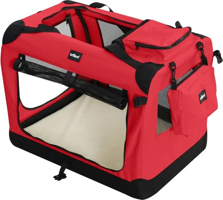 Leopet Přepravní box pro psy XXL, 91 x 63 x 63 cm, červený