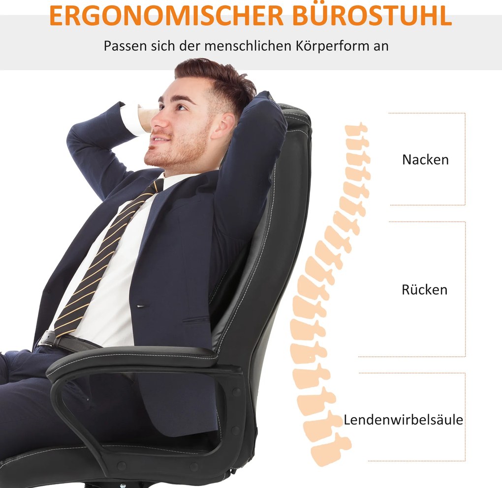 Vinsetto kancelářská židle s masážní funkcí, ergonomická exekutivní židle s vibrační masáží, sklopná funkce, výškově nastavitelná kancelářská otočná …