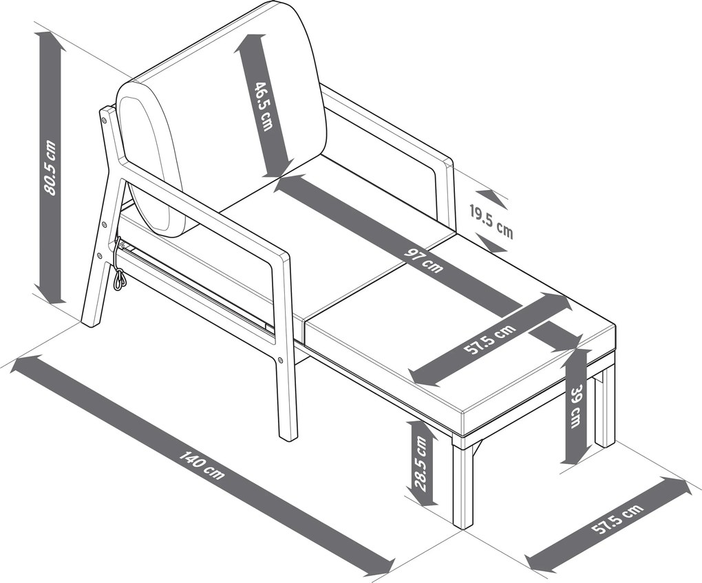Tchibo - Rozkládací zahradní křeslo - barva: šedá