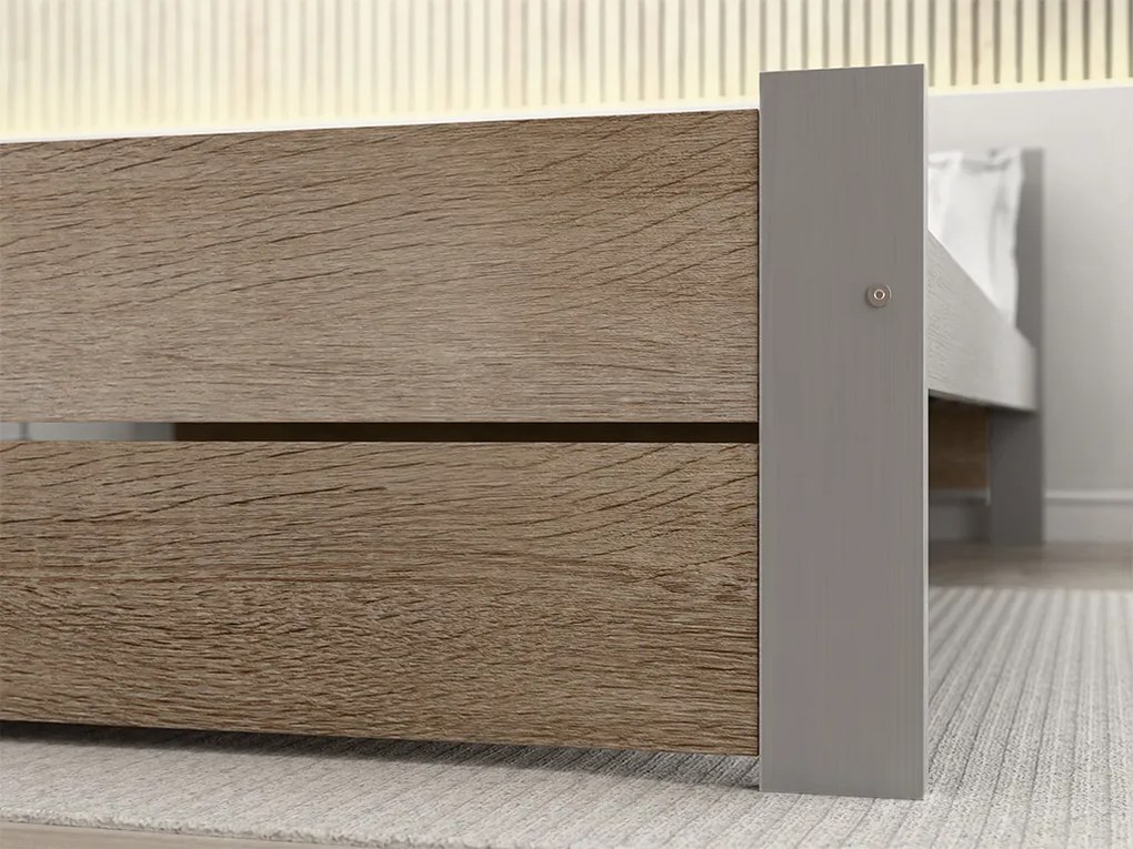 Postel IKAROS DOUBLE 120 x 200 cm, dub sonoma/šedá Rošt: Bez roštu, Matrace: Bez matrace