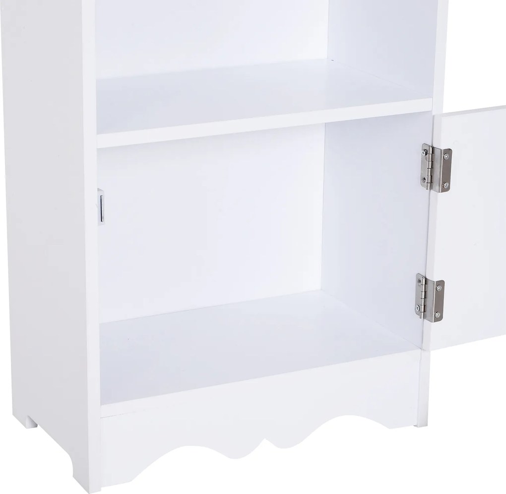 HOMCOM Podlahová skříň a skříň se 2 policemi a dveřmi v bílé MDF pro koupelnu 40Š x 23H x 80V cm