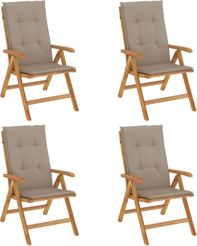Skládací polohovací křesla s polštáři 4 ks, masivní teak 3196471