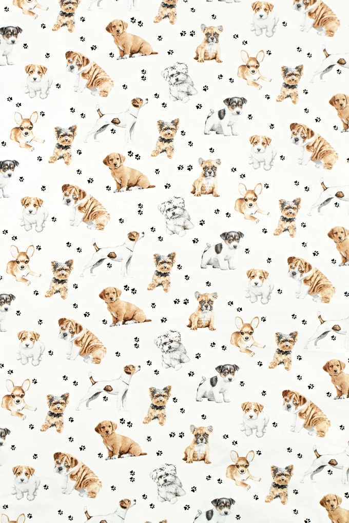 Bavlněné povlečení Roztomilí pejsci bílé Velikost: 140 x 200 + 70 x 90