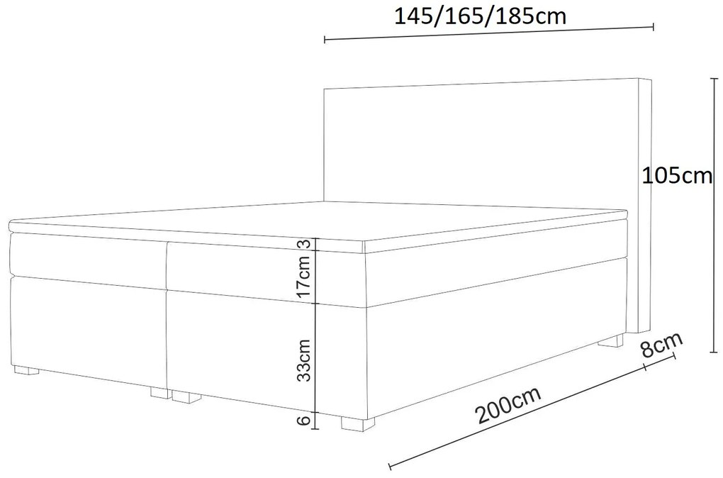 Manželská postel Boxspring 140 cm Simon Comfort (tmavě hnědá) (s matrací, bez úložného prostoru). 1056322