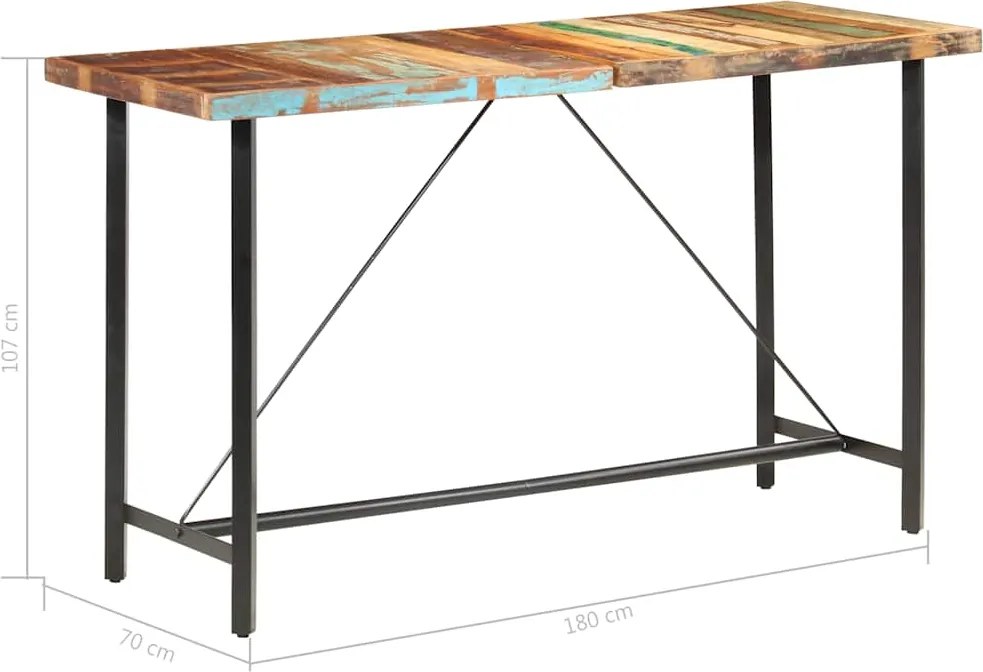 Barový stůl 180 x 70 x 107 cm masivní recyklované dřevo 286595