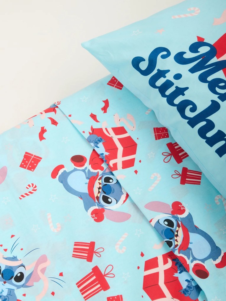 Sinsay - Bavlněná dětská sada povlečení s vánočním motivem Stitch - modrá
