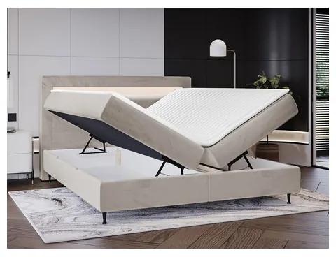 Kontinentální postel s osvětlením Eurybia, Rozměr postele: 140 x 200 cm, Potah: Ekokůže Soft 017 (bílá)