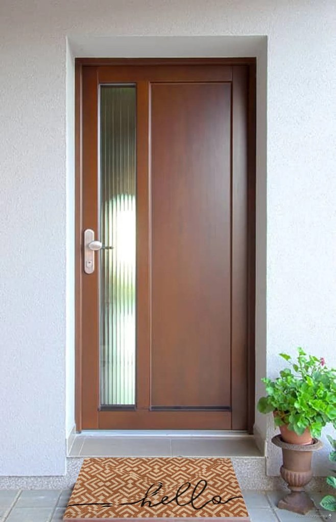 Hanse Home, Rohožka Hello 105681 - na ven i na doma, 45x75, hnědá, chodba / předsíň