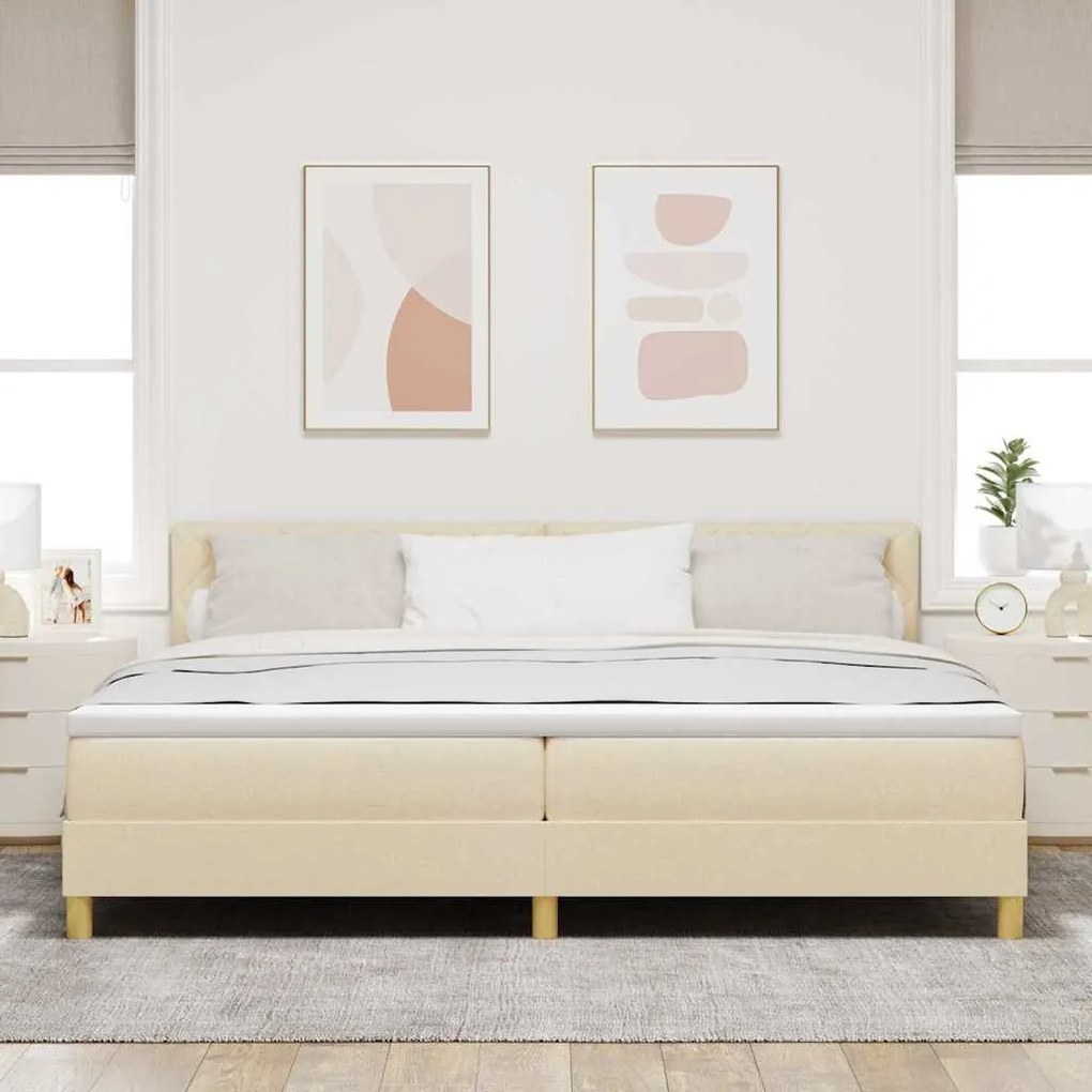 Postel s boxspringem s polštářem Krémová 200 x 200 cm textil 3339026