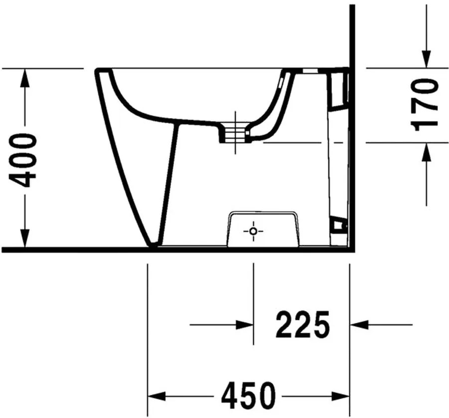 Duravit Happy D.2 - Stojící bidet, 1 otvor pro armaturu propíchnutý, 365 x 570 mm, bílý 2267100000